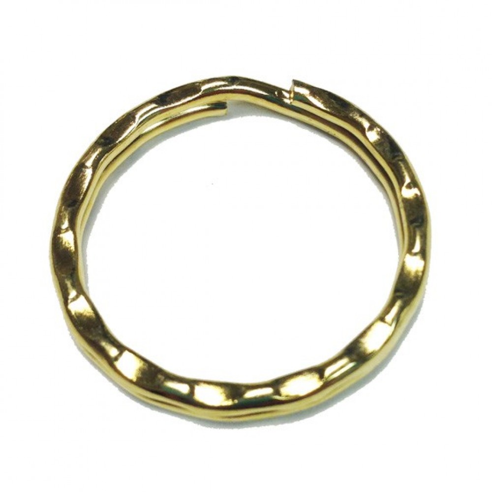 25mm Split Key Ring, Rippled Metal, Brass Plated - KR25MMRPBP