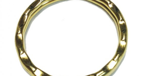 25mm Split Key Ring, Rippled Metal, Brass Plated - KR25MMRPBP